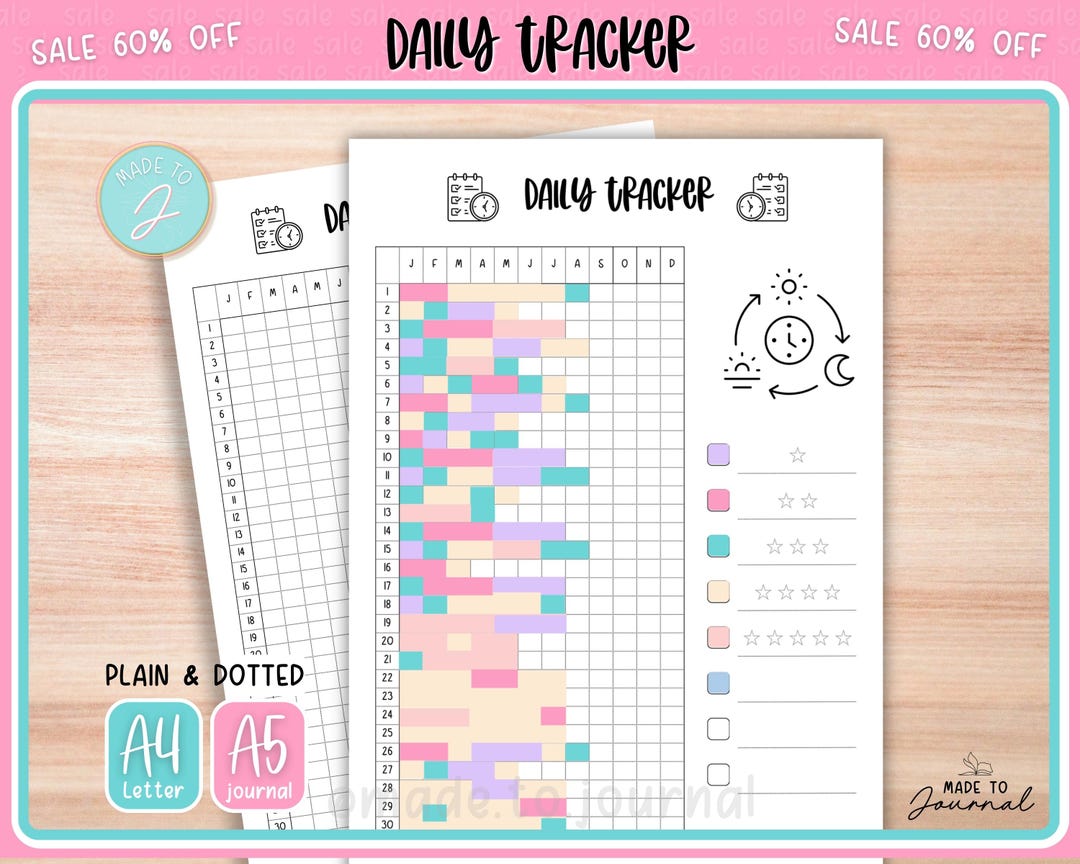 Daily Tracker - Printable Journal Tracker, Bullet Journaling Template ...