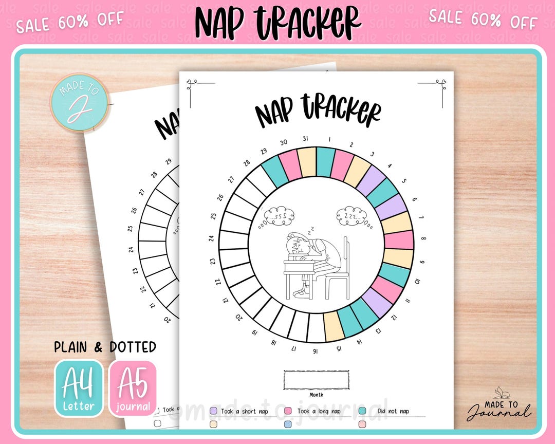 Nap Tracker, Printable Journal, Bullet Journaling Template, Monthly ...