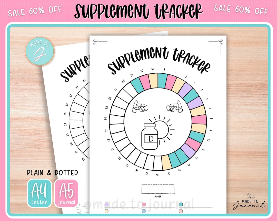 Supplement Tracker, Printable Journal, Bullet Journaling Template ...