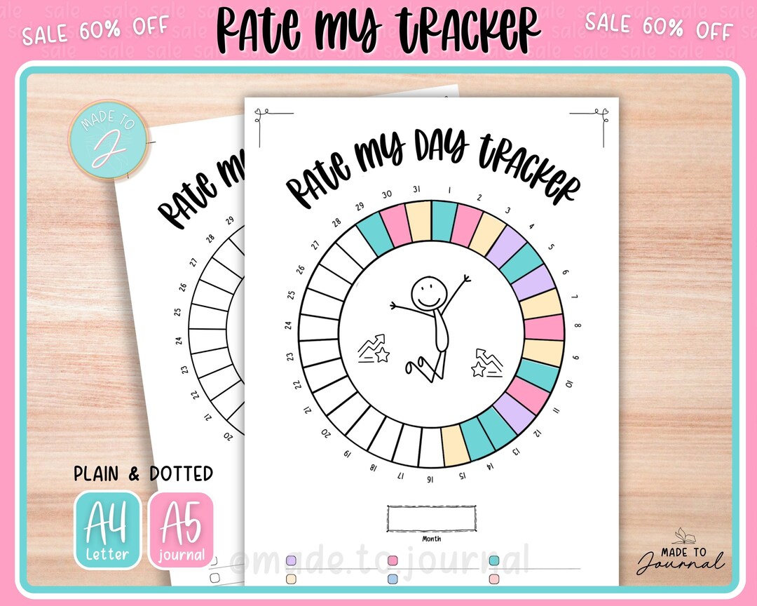 Rate My Day Tracker, Printable Journal, Bullet Journaling Template ...