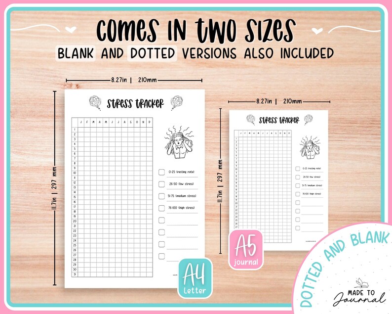 Stress Tracker - Printable Journal Tracker, Bullet Journaling Template ...