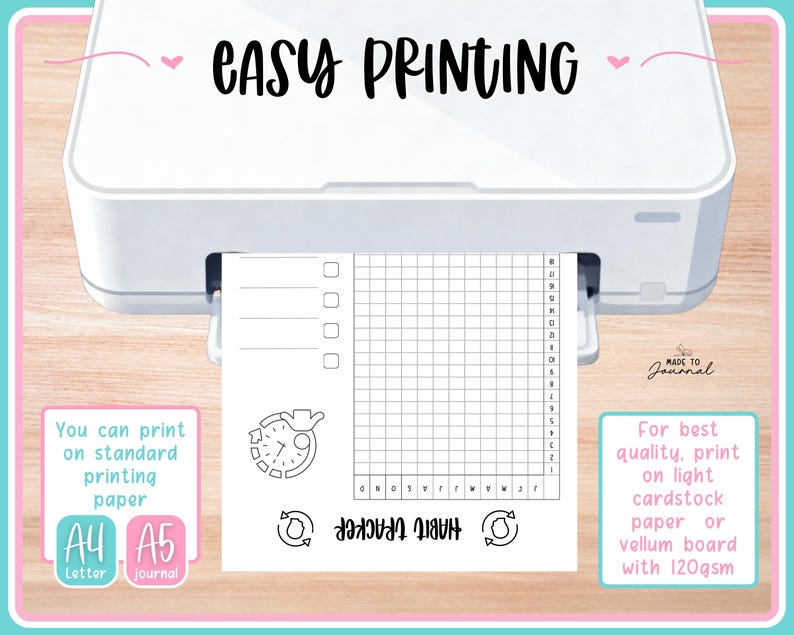 Habit Tracker - Printable Journal Tracker, Bullet Journaling Template ...