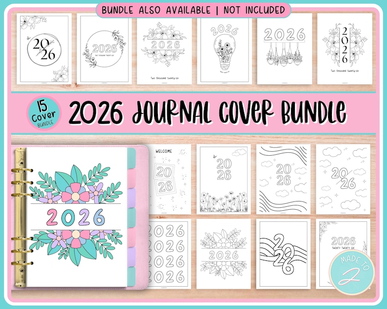 2026 Cover Page, 2026 Bullet Journal Cover, Printable Planner Cover ...