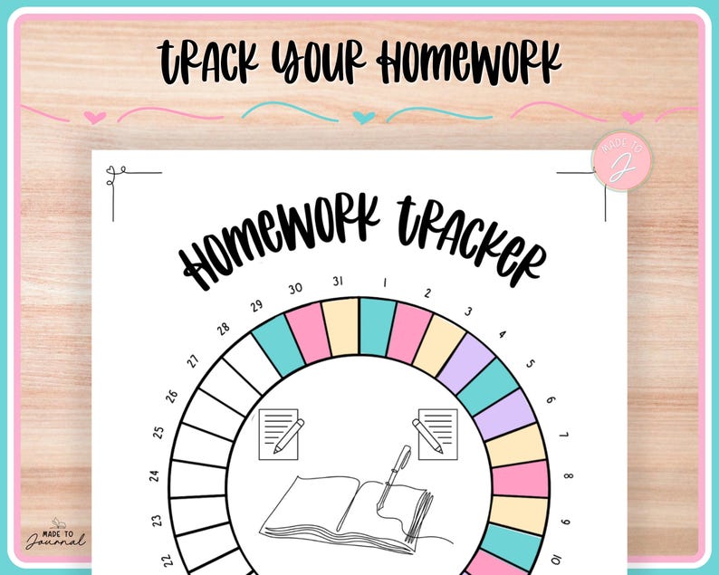 Homework Tracker, Printable Journal, Bullet Journaling Template ...