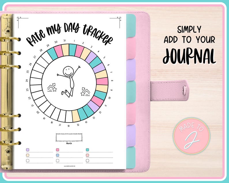 Rate My Day Tracker, Printable Journal, Bullet Journaling Template ...