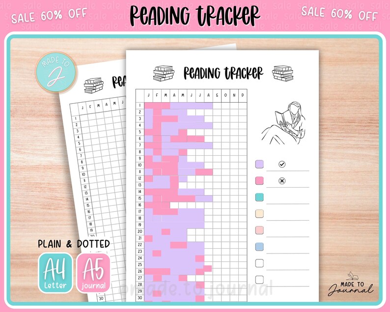 Reading Tracker - Printable Bullet Journal Template With Yearly Tracker ...