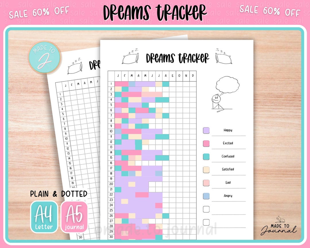 Dream Tracker - Printable Journal Tracker, Bullet Journaling Template ...
