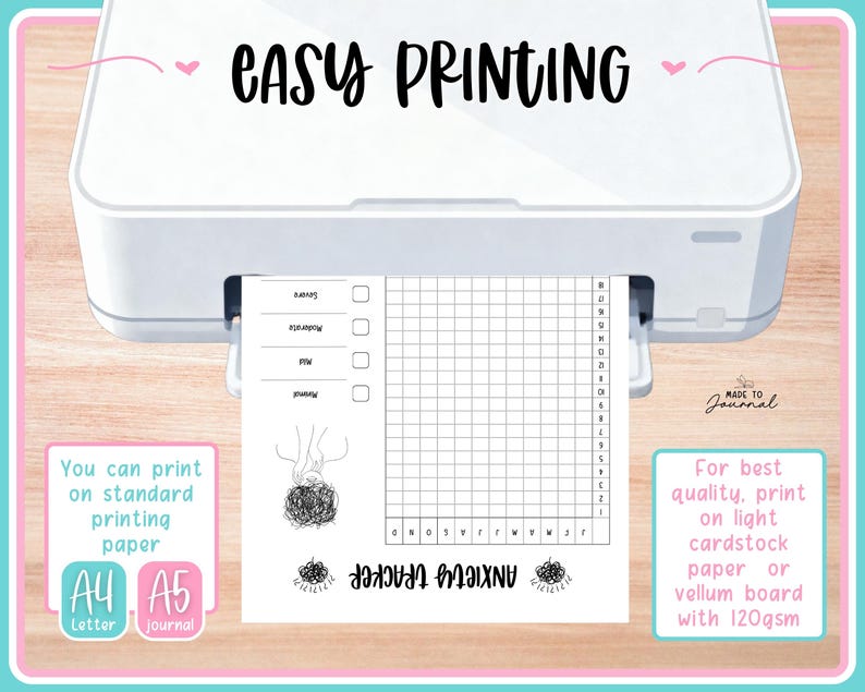 Anxiety Tracker - Printable Bullet Journal Template With Yearly Tracker ...