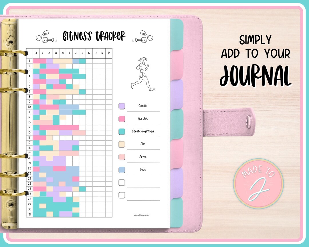Fitness Tracker - Printable Bullet Journal Template With Yearly Tracker ...