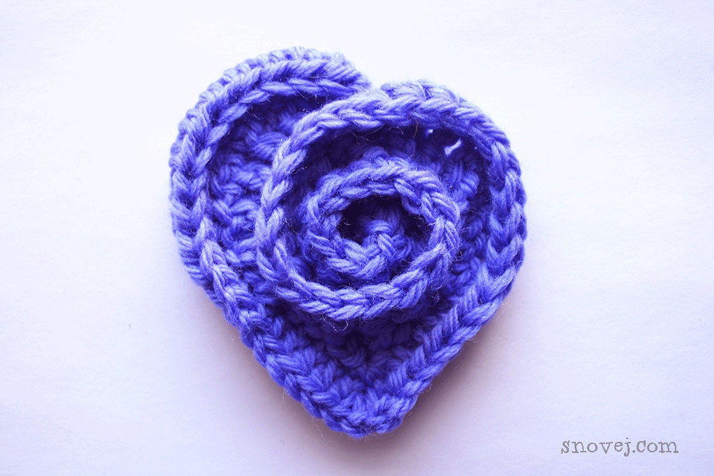 Pattern Crochet Swirly Heart Pin Brooch US & UK Terminology - Etsy