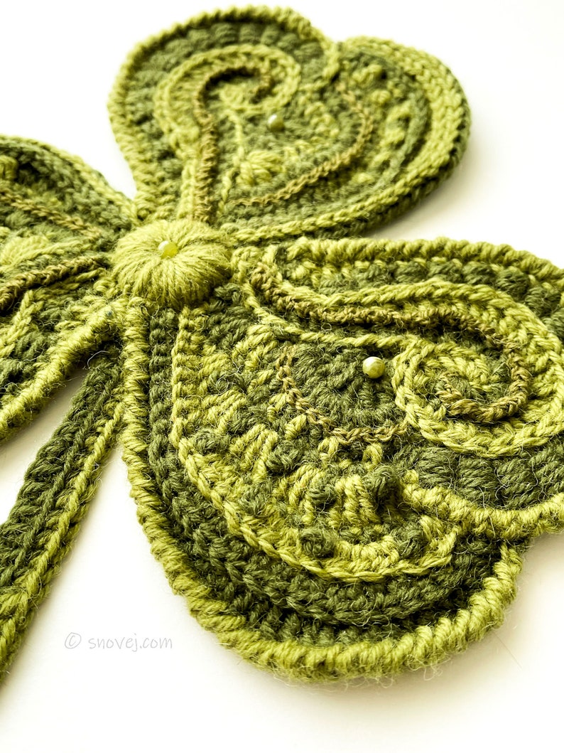 PATTERN Freeform Crochet Shamrock Four Leaf Clover - Etsy