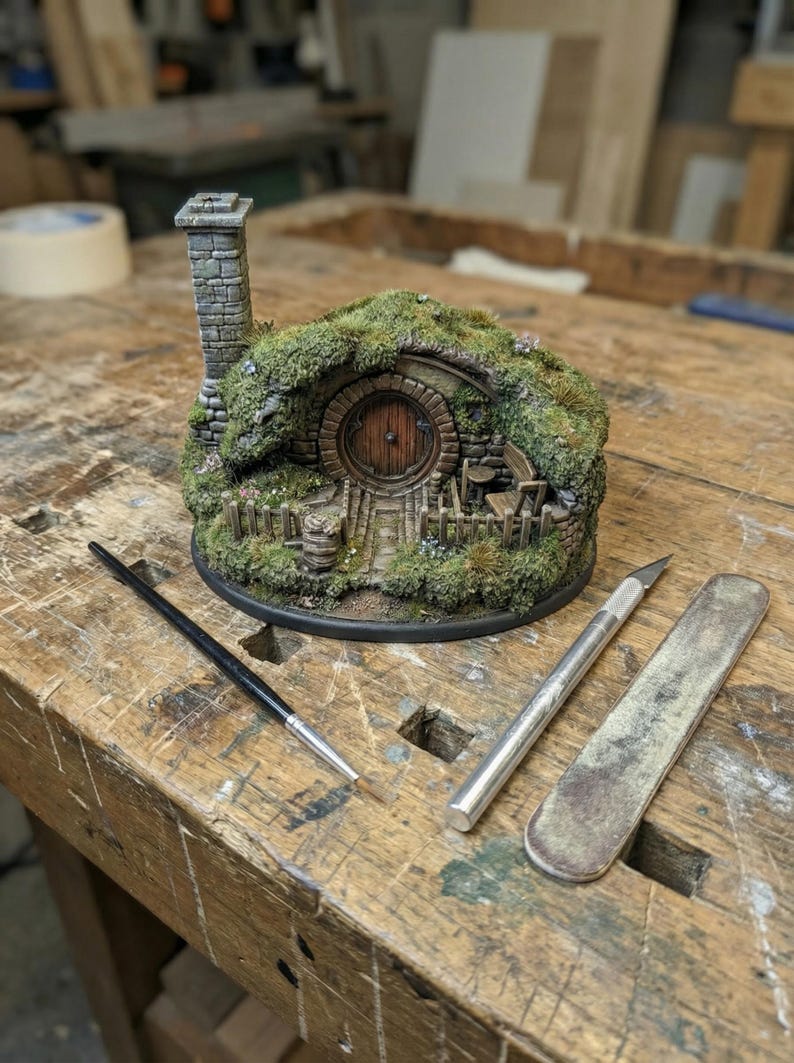 Hobbit House + 2 Hobbit Miniatures STL & USDZ AR Ready Cottage ...
