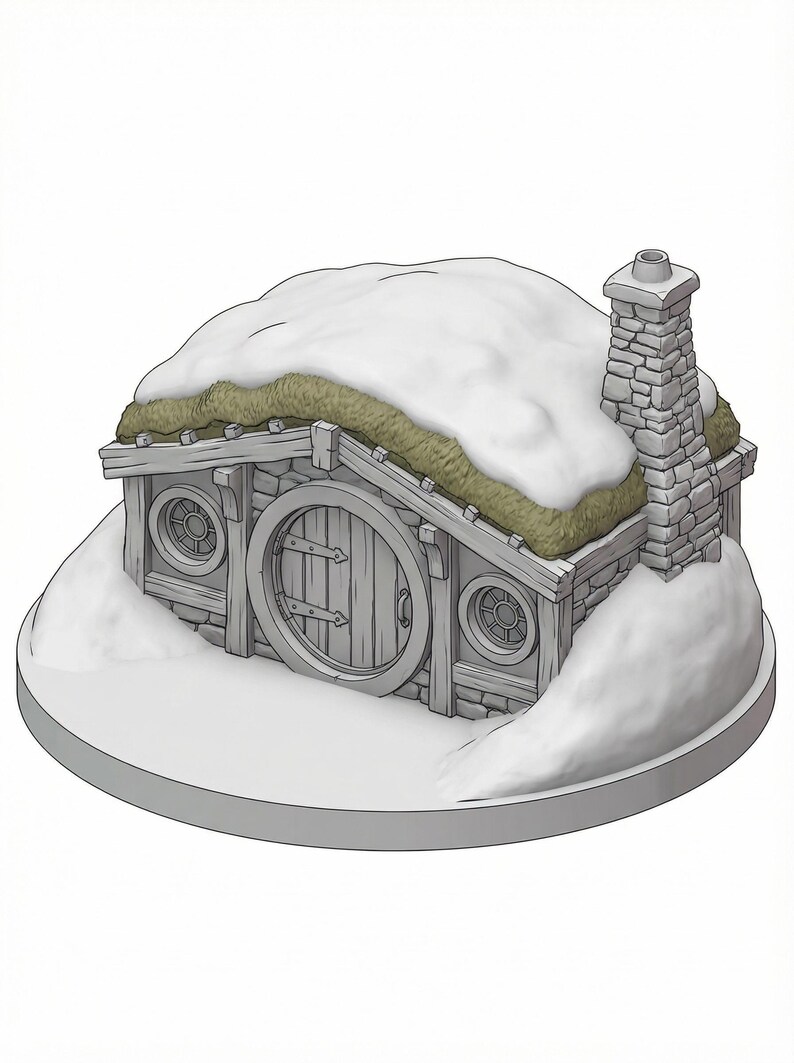 Winter Hobbit House 3D Model Concept | STL & USDZ AR Ready Cottage ...