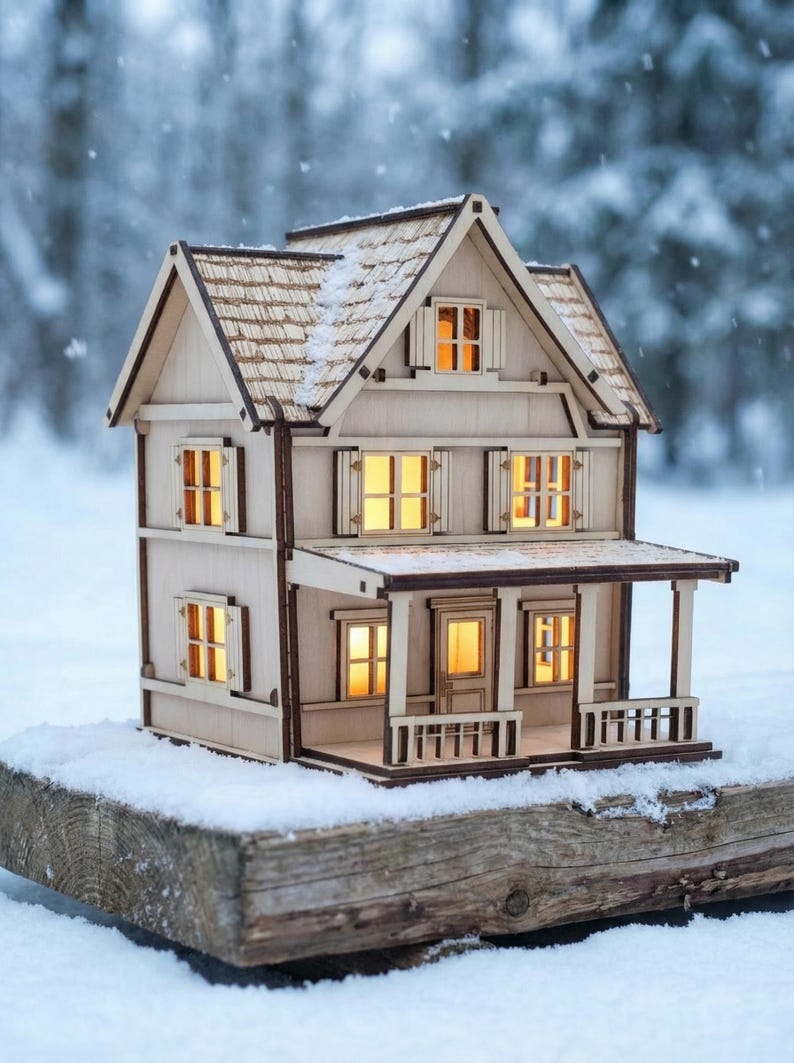 Christmas Wooden House SVG | Laser Cut Village House File - Etsy