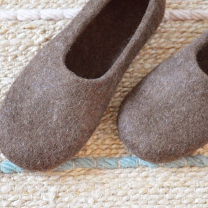 Eco Friendly Natural Chocolate Brown Color Hand Made Felted Slippers - Etsy