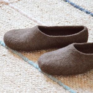 Eco Friendly Natural Chocolate Brown Color Hand Made Felted Slippers - Etsy