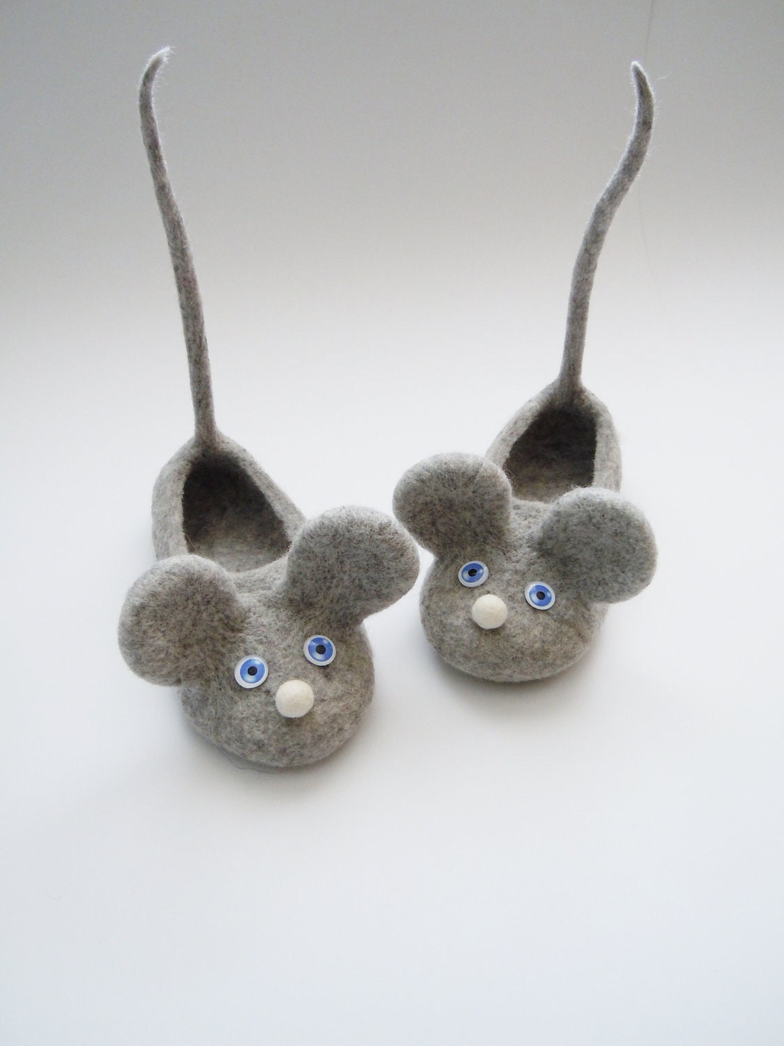 Felted kid size slippers MICE | Etsy