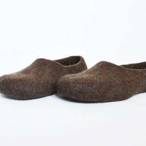 Eco Friendly Natural Chocolate Brown Color Hand Made Felted Slippers - Etsy