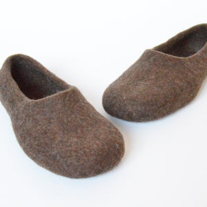 Eco Friendly Natural Chocolate Brown Color Hand Made Felted Slippers - Etsy
