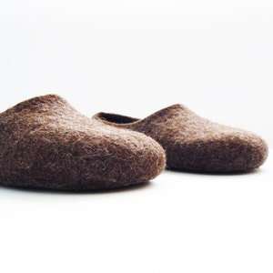 Eco Friendly Natural Chocolate Brown Color Hand Made Felted Slippers - Etsy