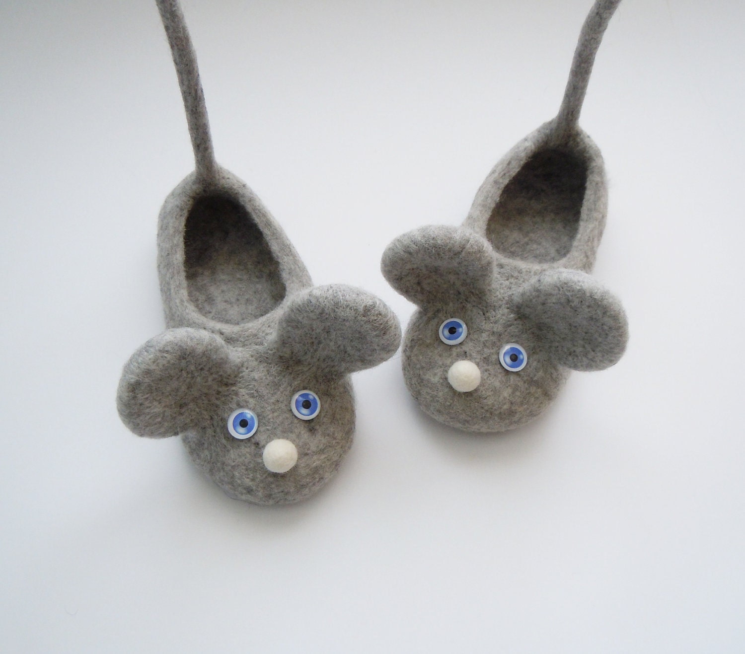 Felted kid size slippers MICE | Etsy
