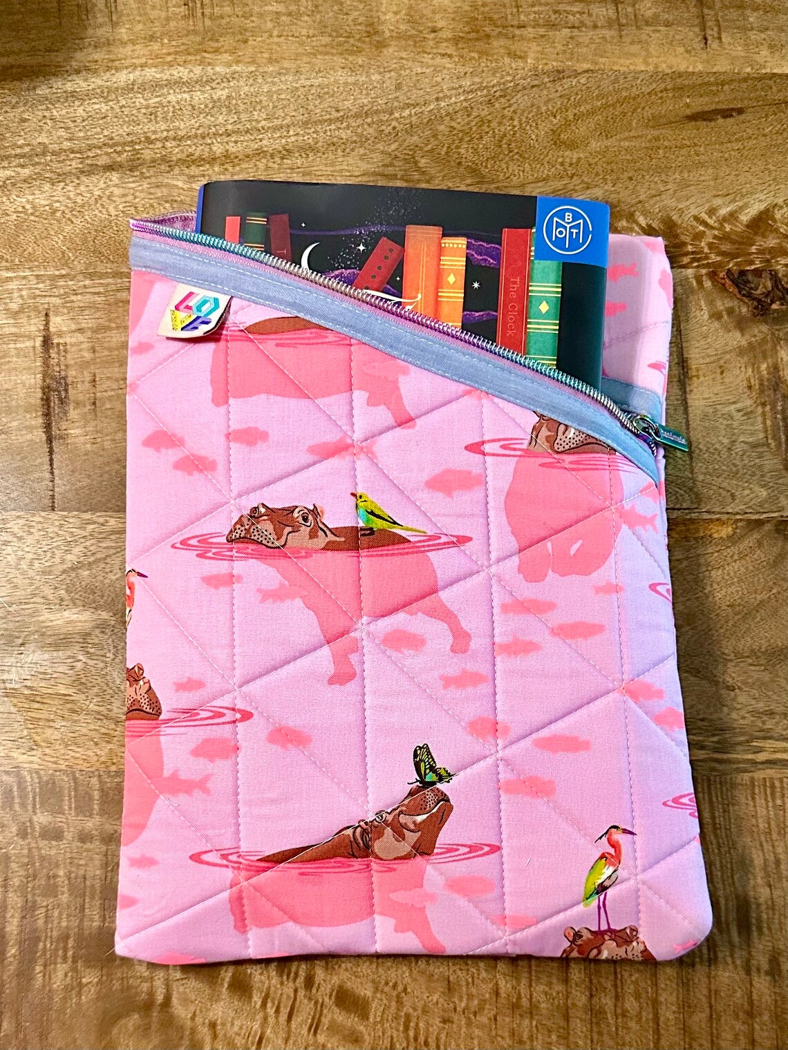 Hot Pink Hippos Large Quilted Zippered Book Pouch, Hemingway Pouch - Etsy