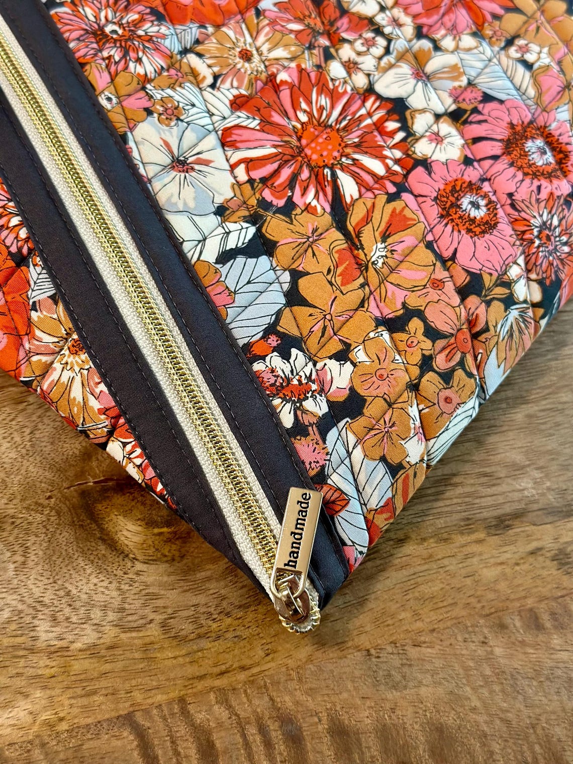Fall Mixed Floral Large Quilted Zippered Book Pouch, Hemingway Pouch - Etsy