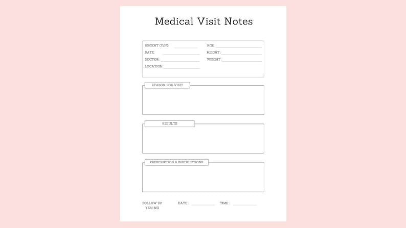 Doctors Visit Notes Template - Letter and A5 Size Included (m3) - Etsy