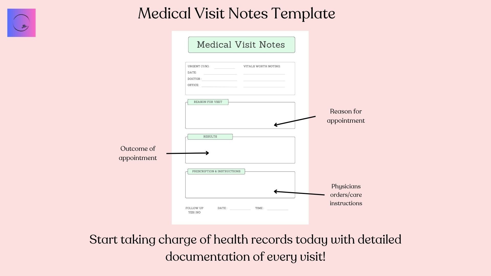 Medical Visit Notes Template Color Bundle m8, M9, M3 - Etsy