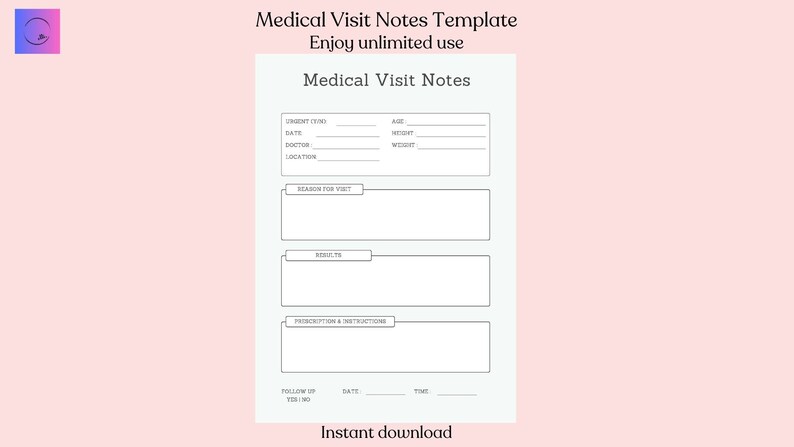 Medical Visit Notes Template Color Bundle m8, M9, M3 - Etsy