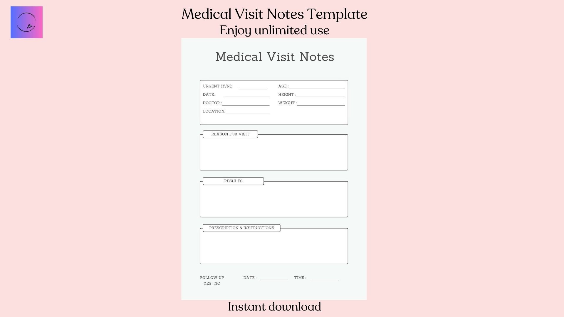 Medical Visit Notes Template Color Bundle m8, M9, M3 - Etsy