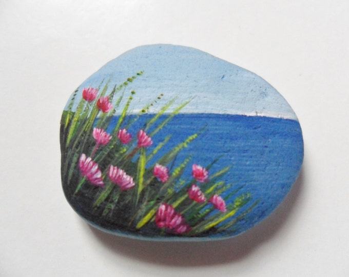 Seaside thrift flowers miniature painting on lovely frosted | Etsy