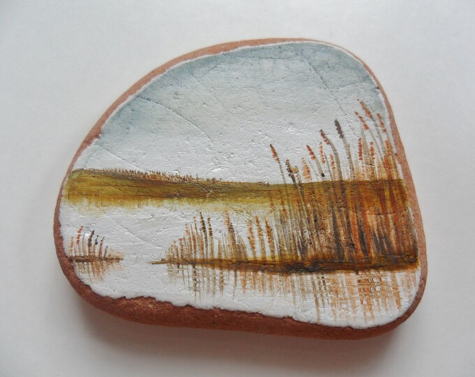 Reeds by the River - Miniature Art on English Sea Pottery - Original ...
