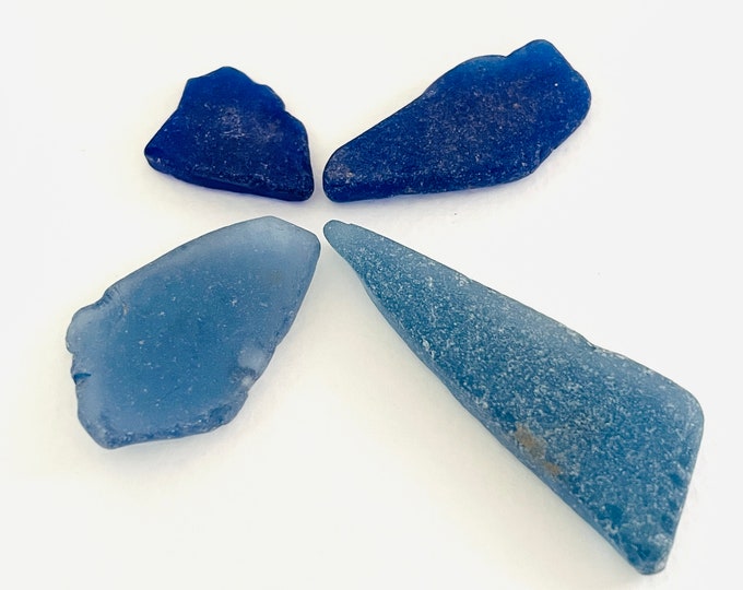4 Blue English Sea Glass - Lovely Lincolnshire Beach Glass Finds - Etsy