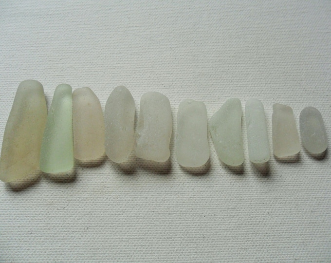 10 White and Seafoam Long Sea Glass Shapes - Nicely Frosted English ...