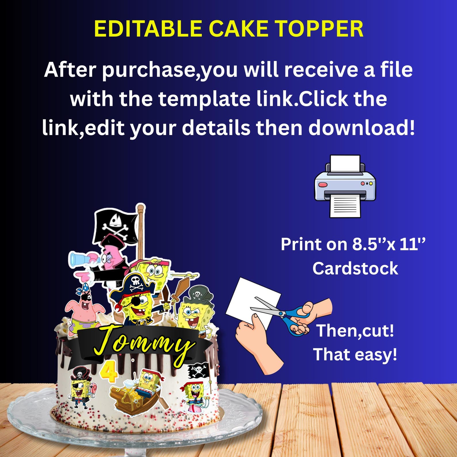 Editable Spongebob Cake Topper | Editable the Spongebob Movie: Search ...