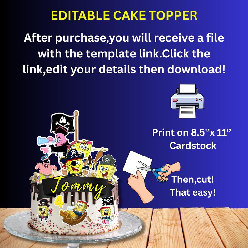 Editable Spongebob Cake Topper | Editable the Spongebob Movie: Search ...