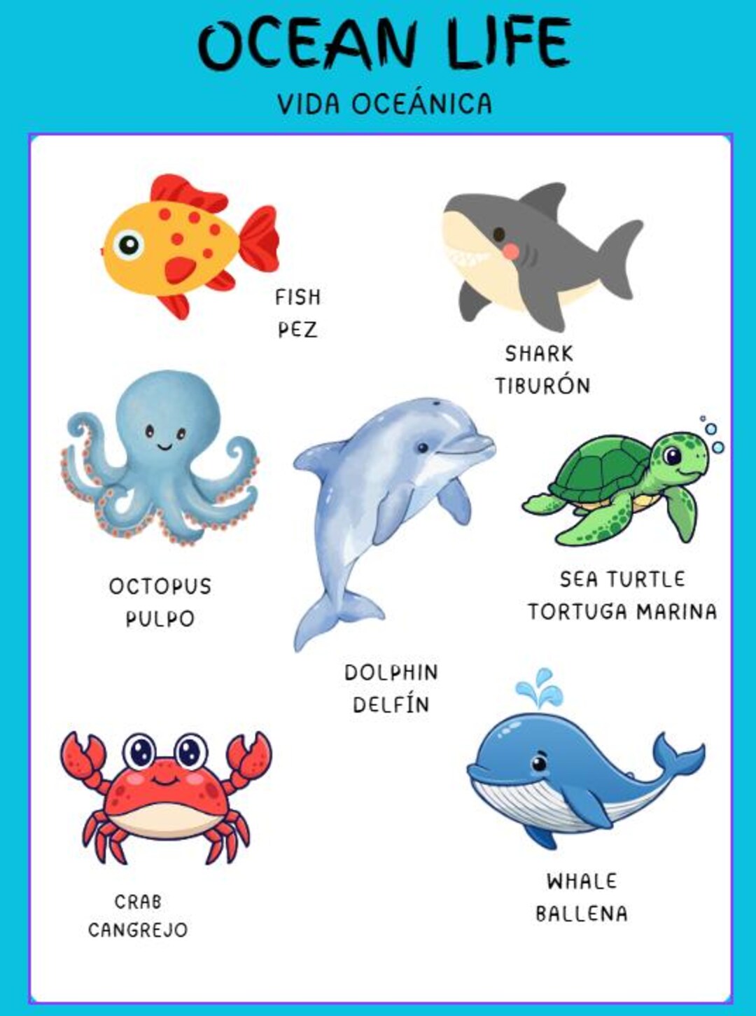 Bilingual BUNDLE Birds, Bugs, and Ocean Life | Spanish English ...