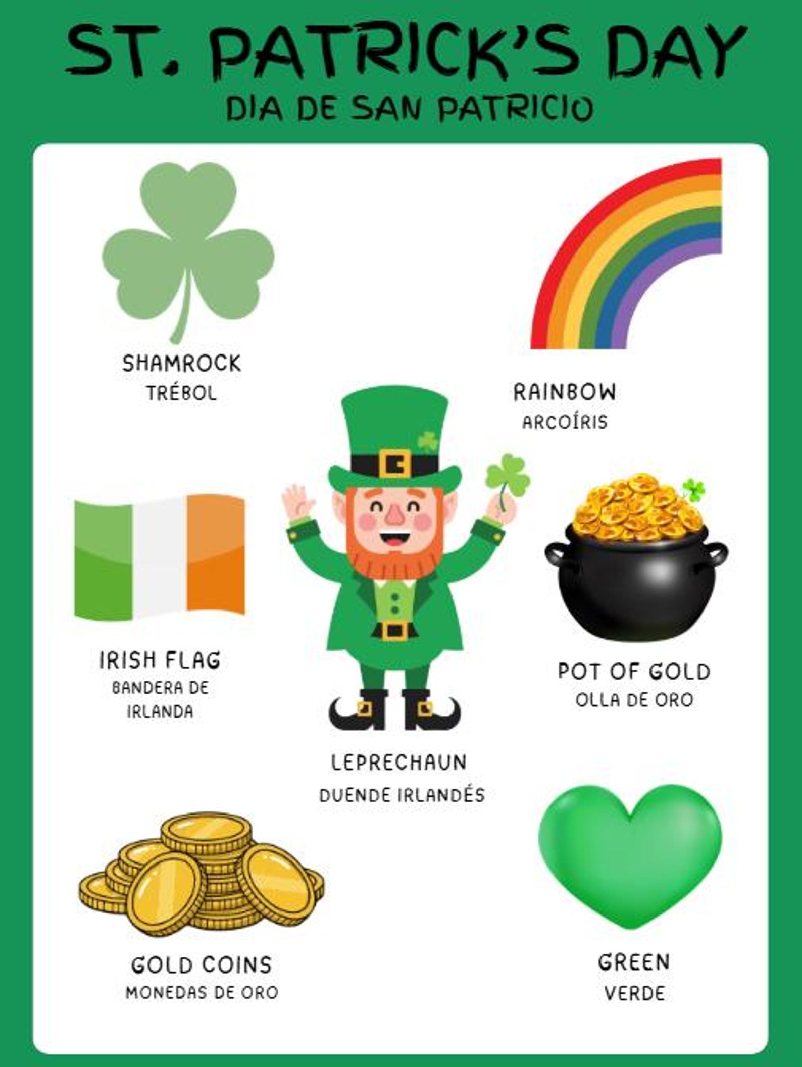 St. Patrick's Day Printable for Kids | Bilingual English Spanish ...
