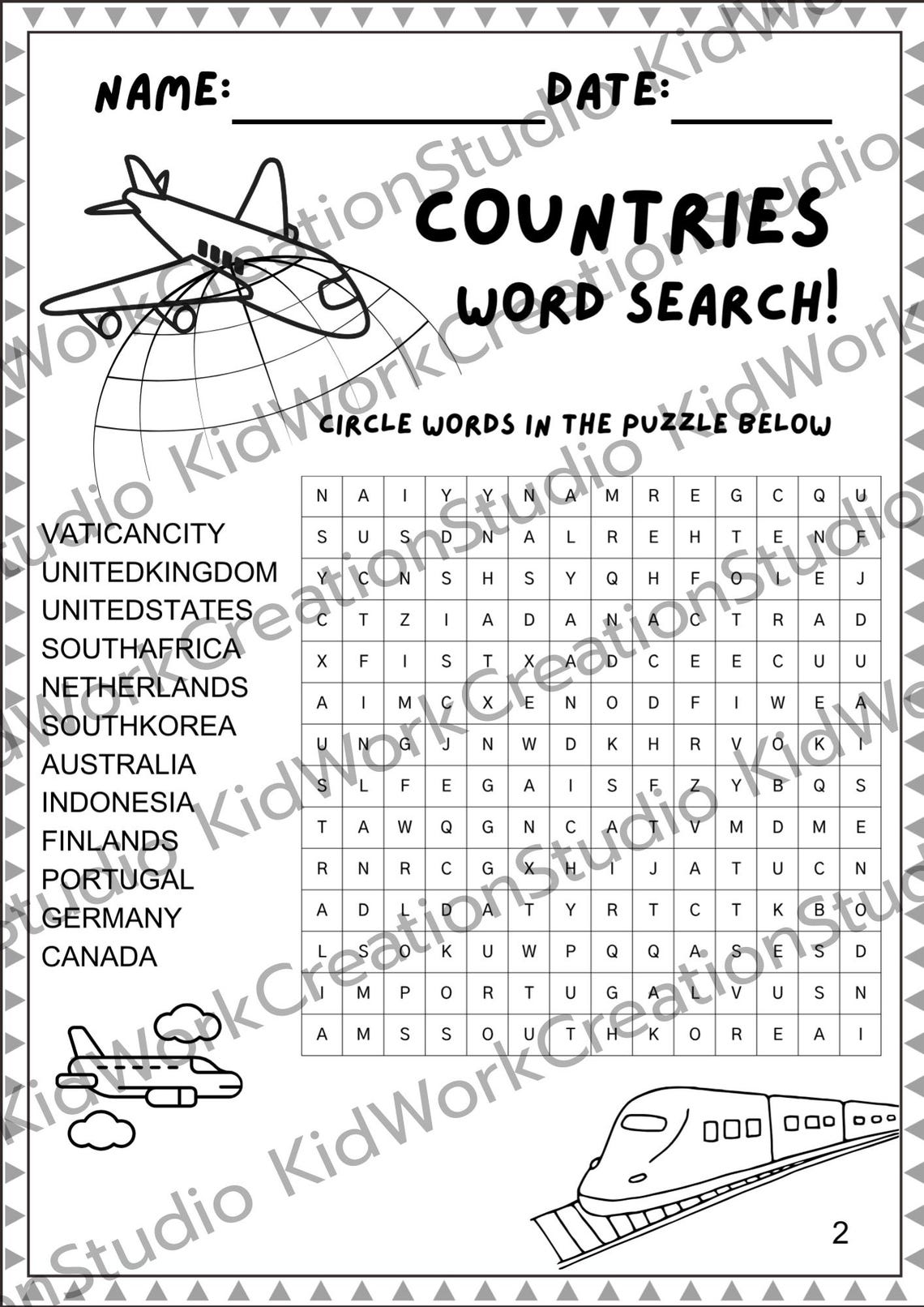 20 Sheets of Counties Word Search With Answer - Etsy