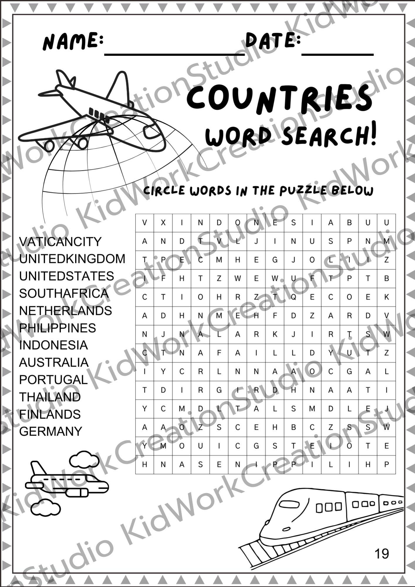 20 Sheets of Counties Word Search With Answer - Etsy
