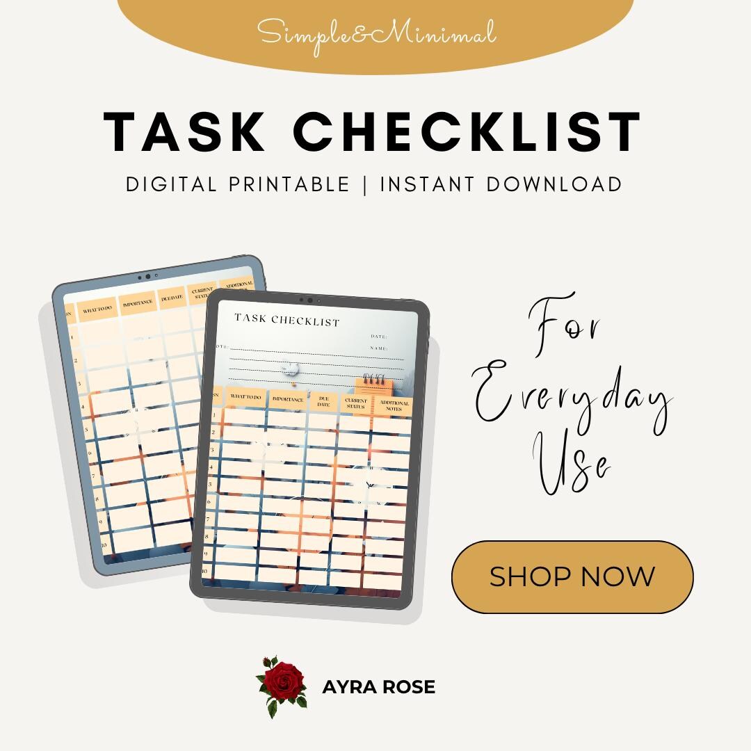 Daily Task Checklist — Instant Download - Etsy UK