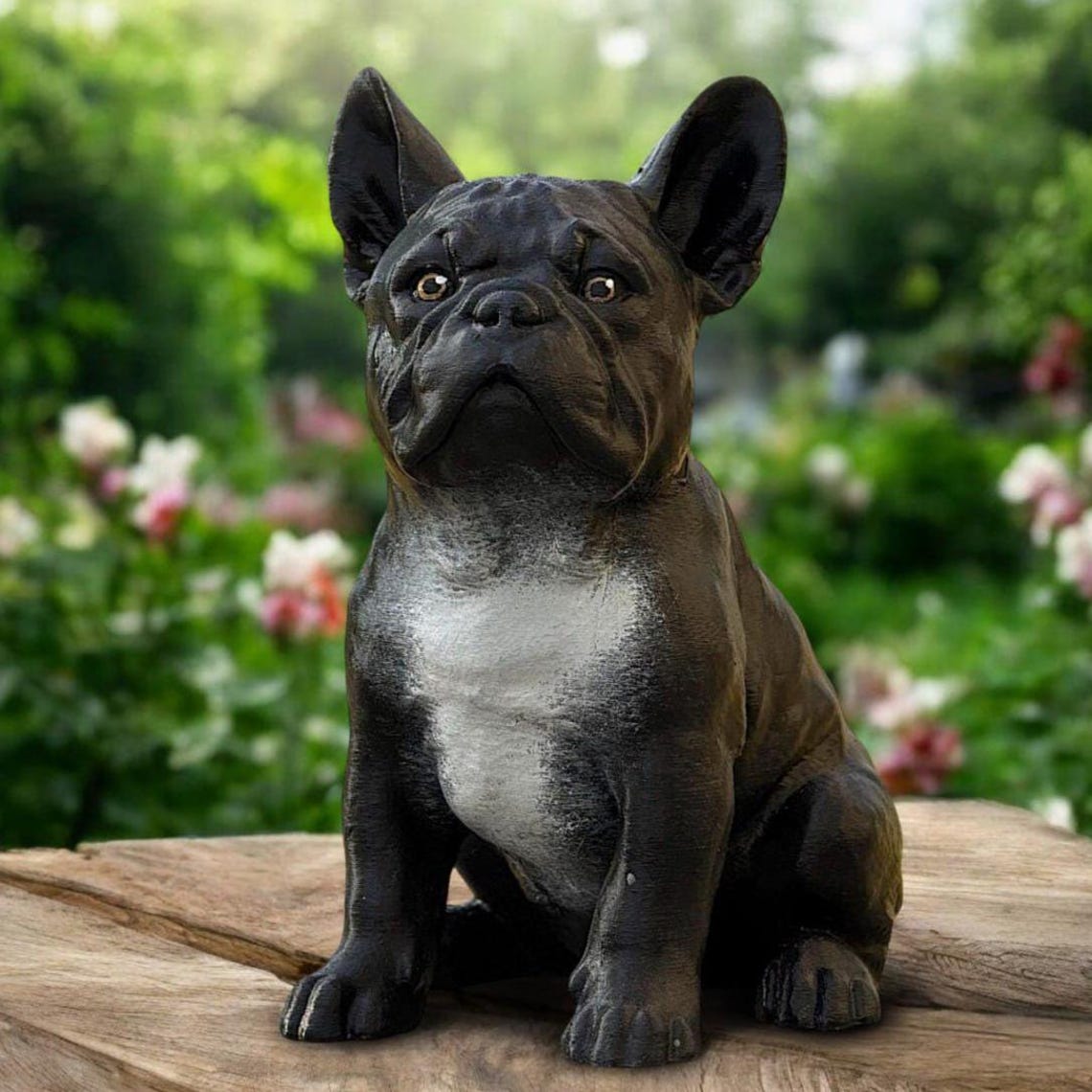 French Bulldog Figurine Dog Statue Stone Sculpture Front Door Outdoor ...