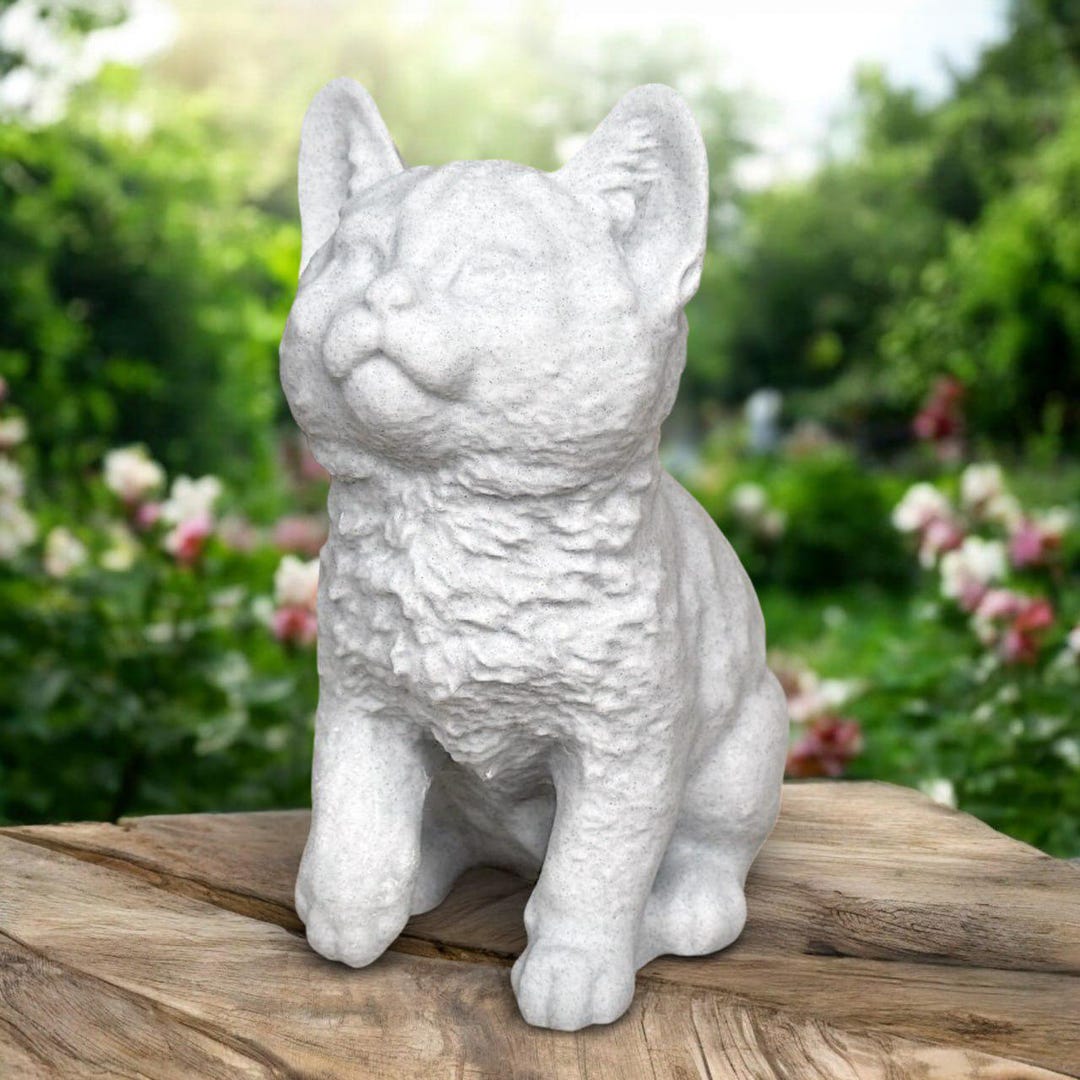 Sitting Kitten Sculpture White Cat Figure Pet Display Collectible ...