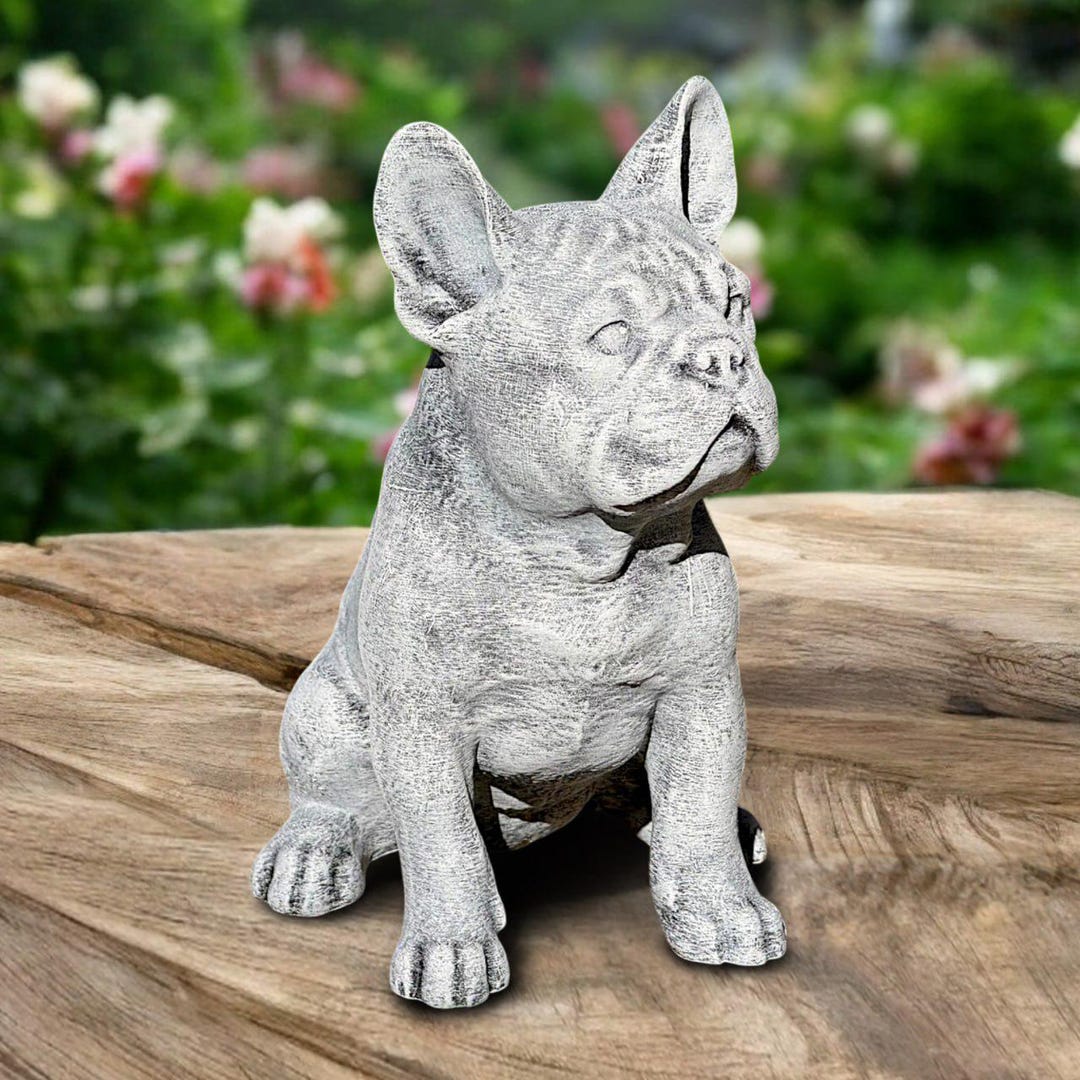 Adorable French Bulldog Statue Gray Dog Figurine Frenchie Puppy ...