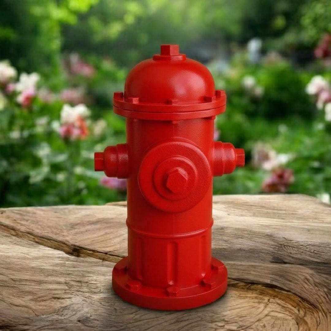 Red Fire Hydrant Statue Garden Decor Outdoor Cement Sculpture Vintage ...