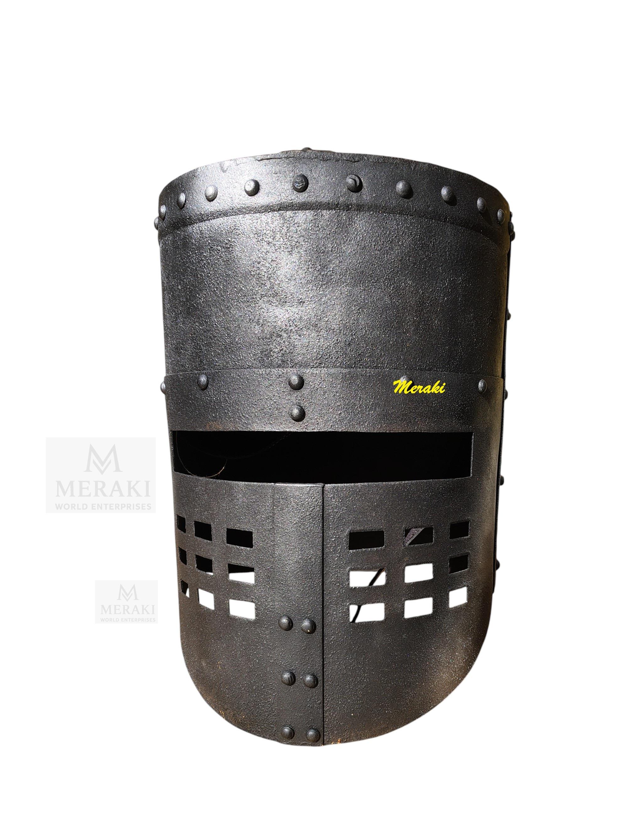 Handcrafted Medieval Crusader Helmet | Full Face Steel Knight Helmet ...