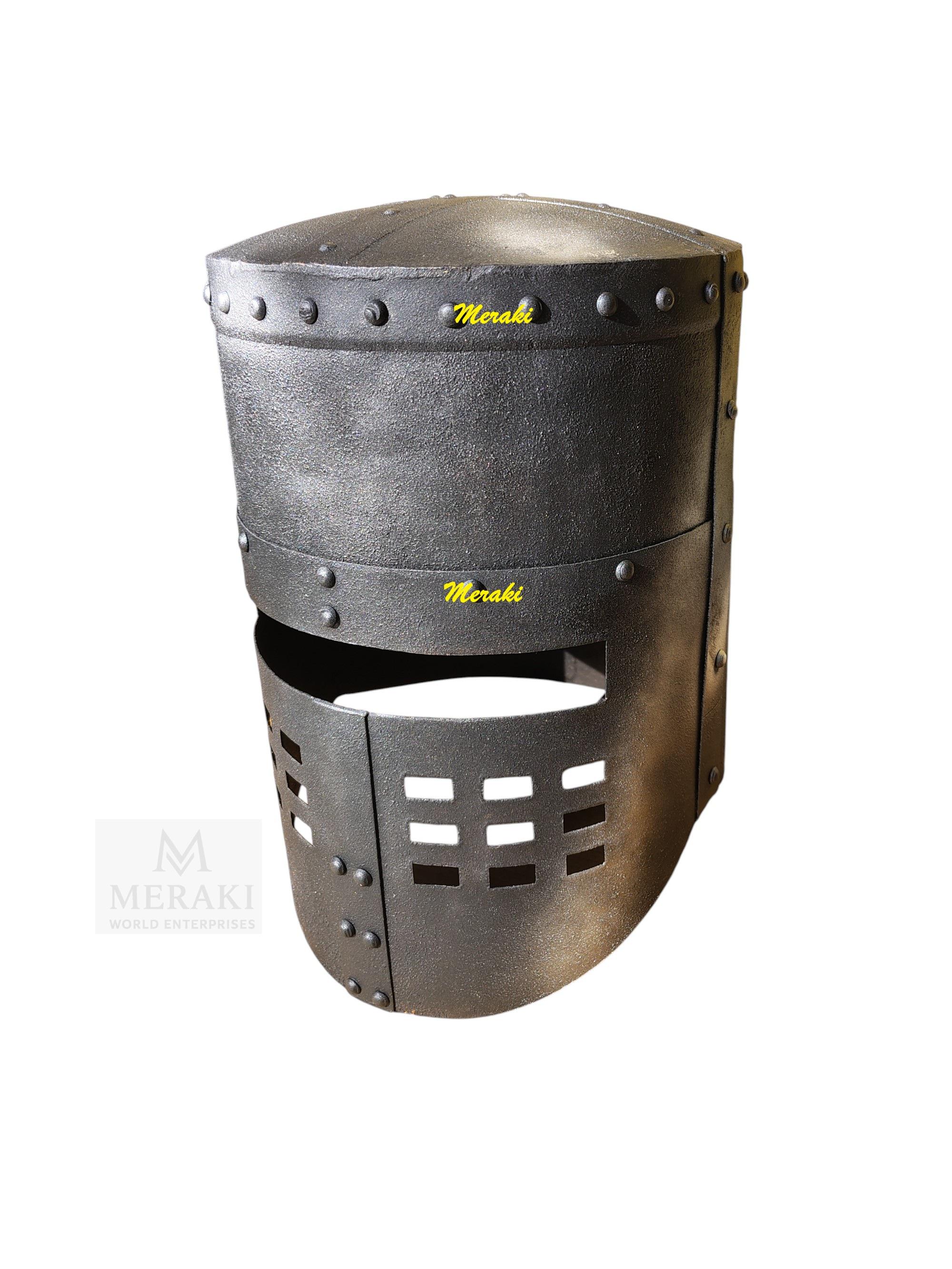 Handcrafted Medieval Crusader Helmet | Full Face Steel Knight Helmet ...