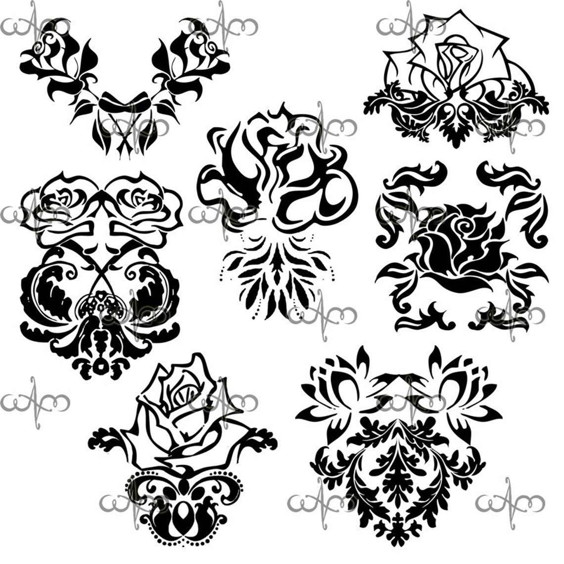 Rose Damask Clip Art Graphic Design Pattern for Your Art Projects - Etsy