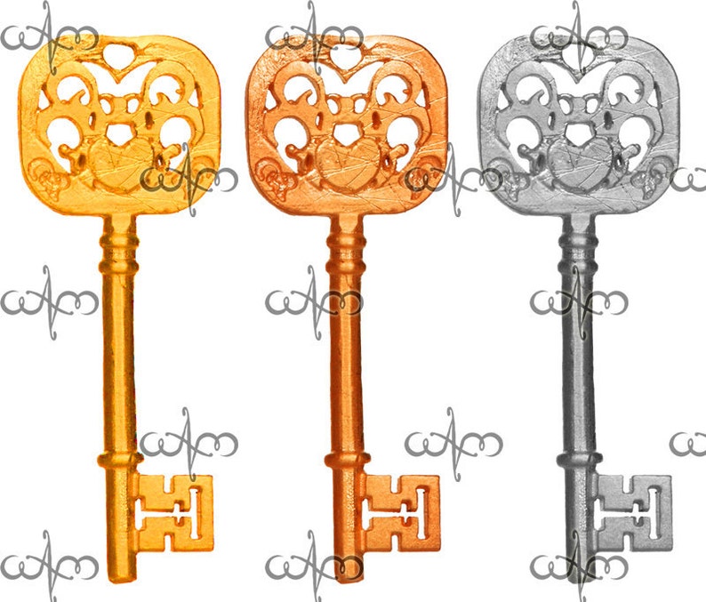 Ancient Vintage Keys Clip Art Graphic Design Pattern for Your Art ...